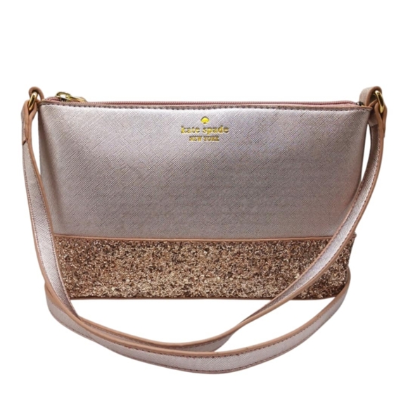 kate spade | Bags | Kate Spade Greta Court Ramey Glitter Rose Gold ...